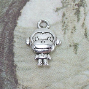 10 Monkey Charms 15x11mm Antique Silver Finish | Etsy