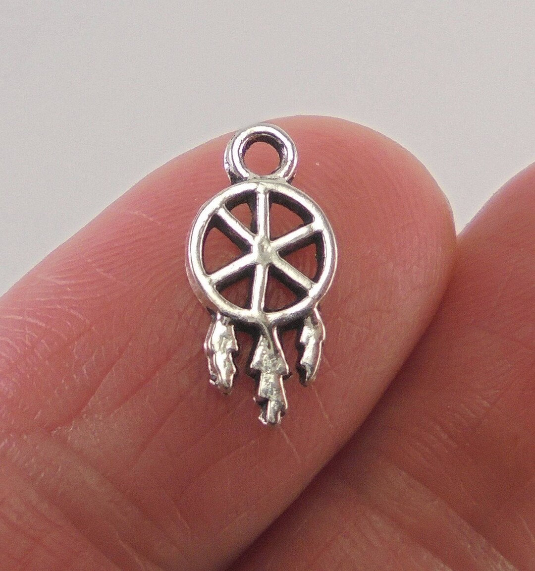 12 Dreamcatcher Charms 15x7mm Shiny Antique Silver Finish - Etsy