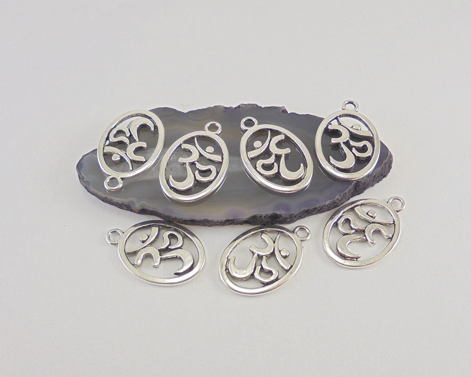 7 Om or Aum charms 22x14mm antique silver finish | Etsy
