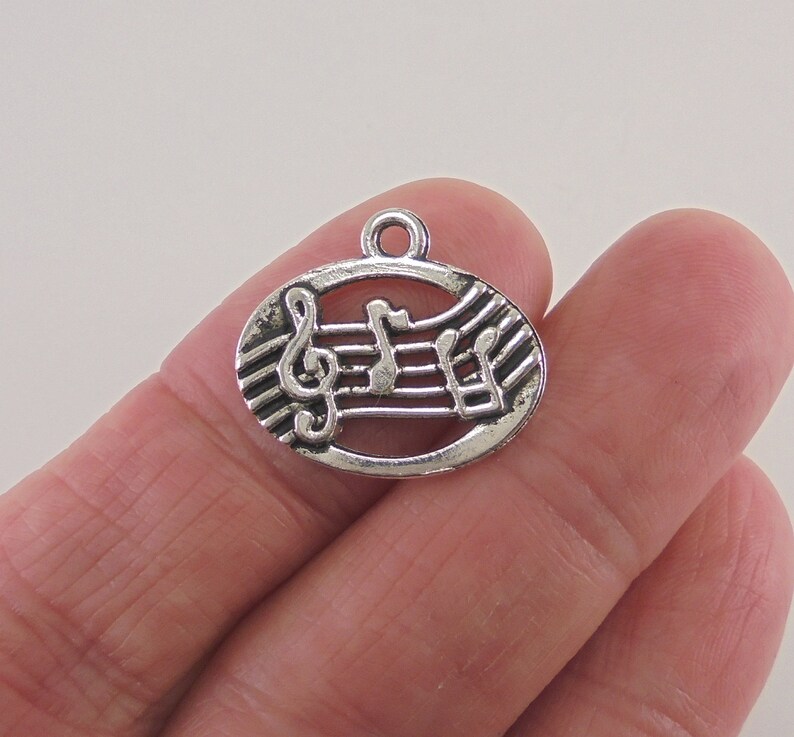8 Music Notes Charms 20x17mm Antique Silver Finish | Etsy
