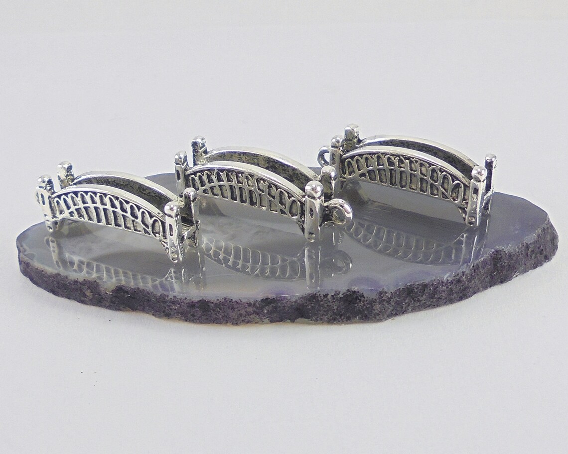 3 Bridge Charms 24x8mm Antique Silver Finish - Etsy