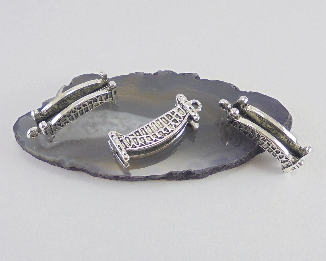 3 Bridge Charms 24x8mm Antique Silver Finish - Etsy