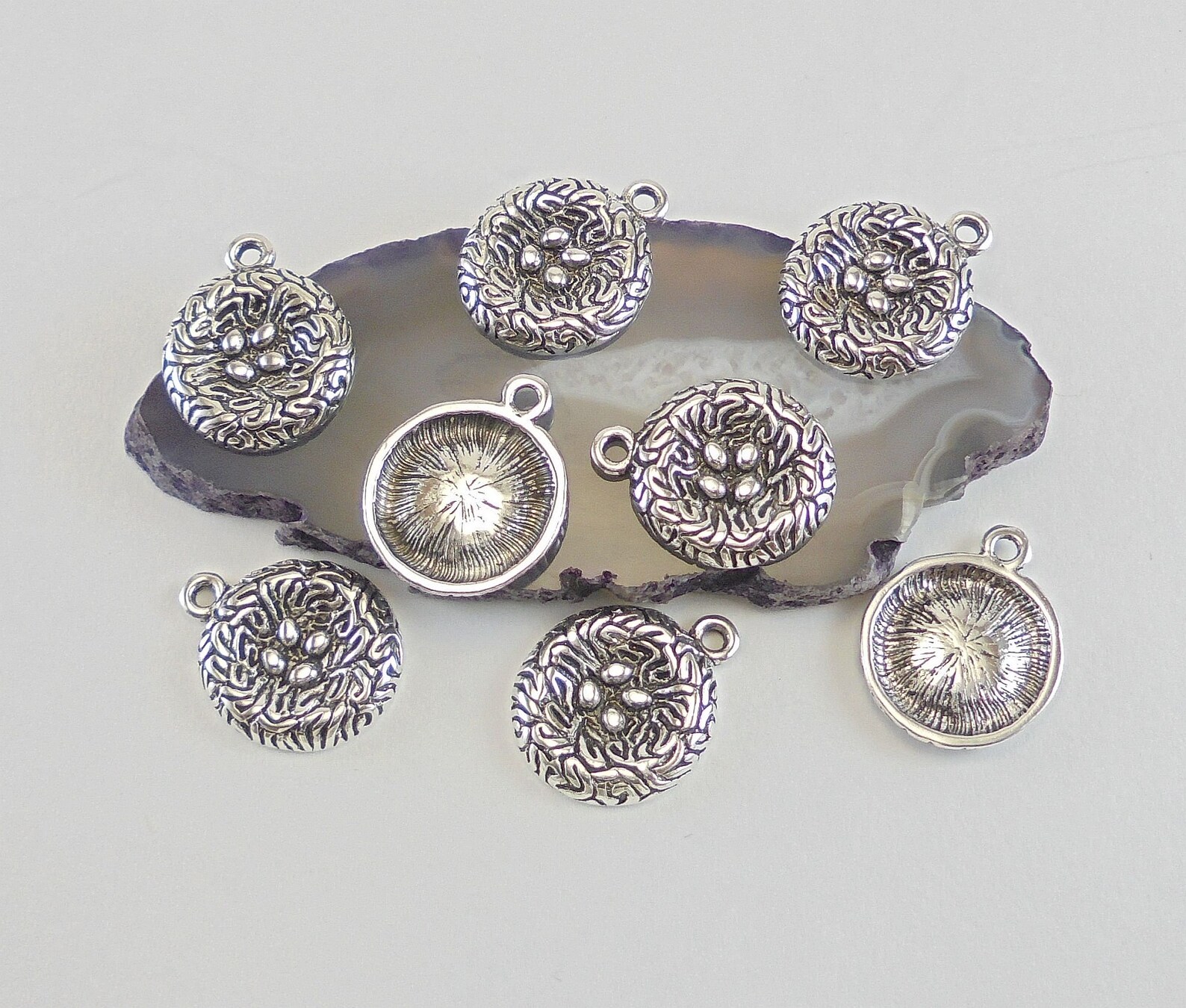 8 Bird's Nest Charms 18x15mm Antique Silver Finish - Etsy