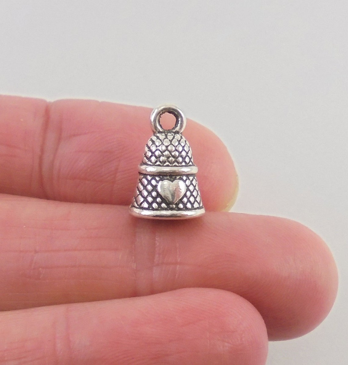 7 Thimble Charms 3D 14x10mm Antique Silver Finish - Etsy