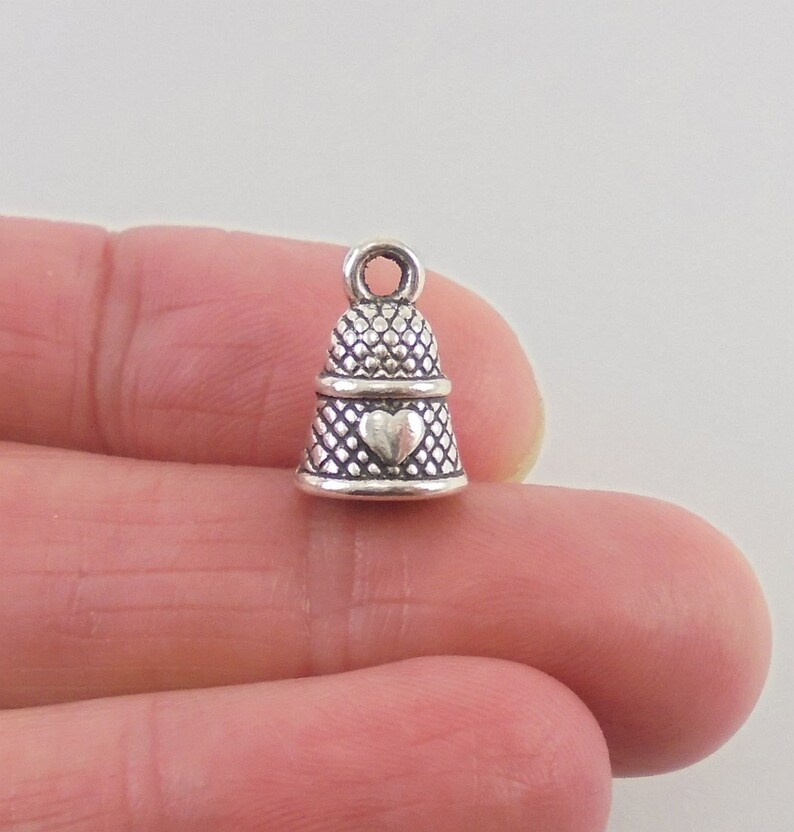 7 Thimble Charms 3D 14x10mm Antique Silver Finish - Etsy