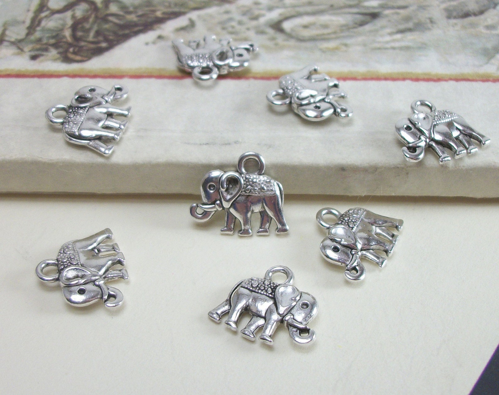 10 Elephant Charms 13x12mm Antique Silver Finish - Etsy