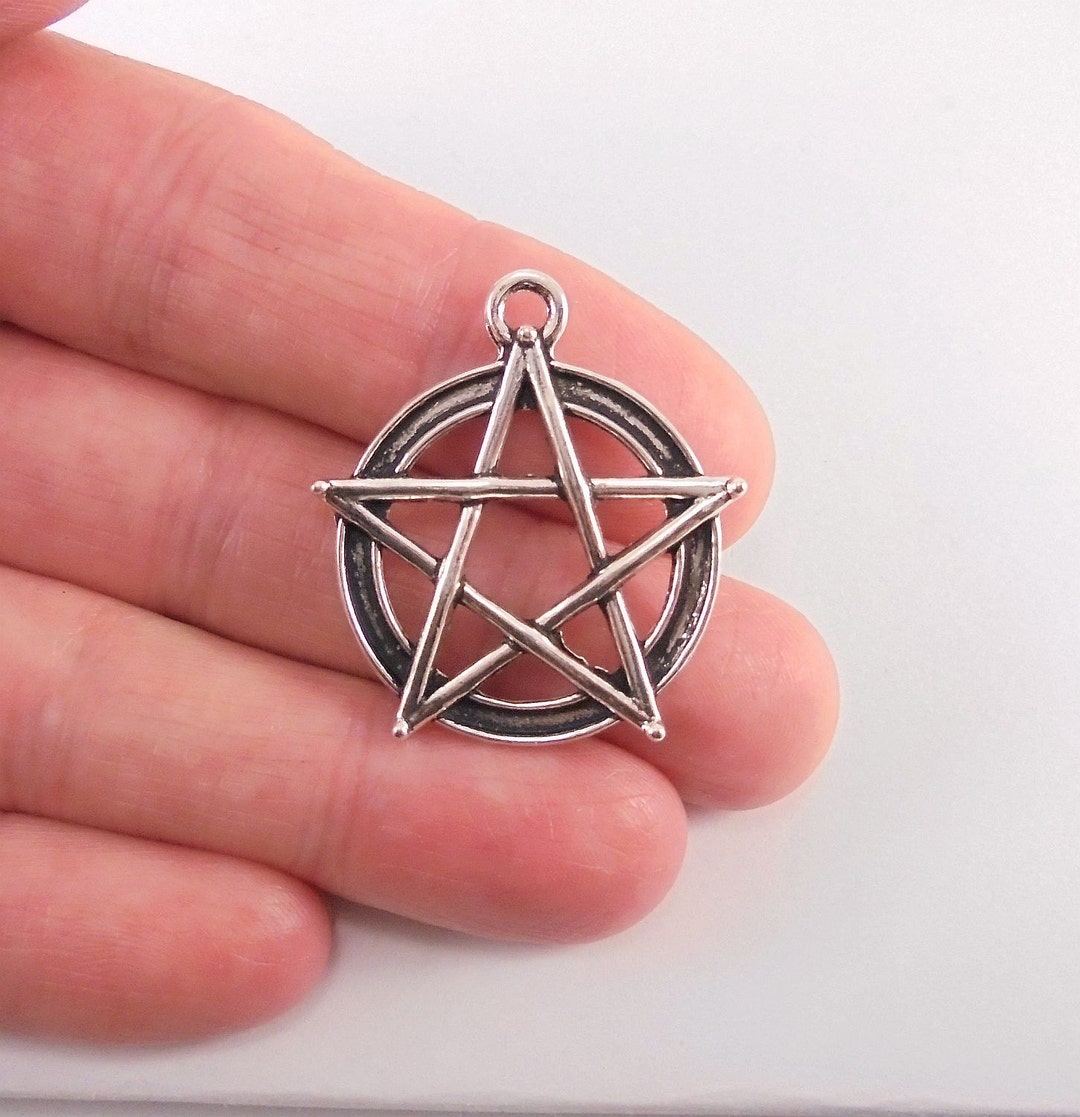 5 Pentagram or Pentacle Charms 31x28mm Antique Silver Finish - Etsy