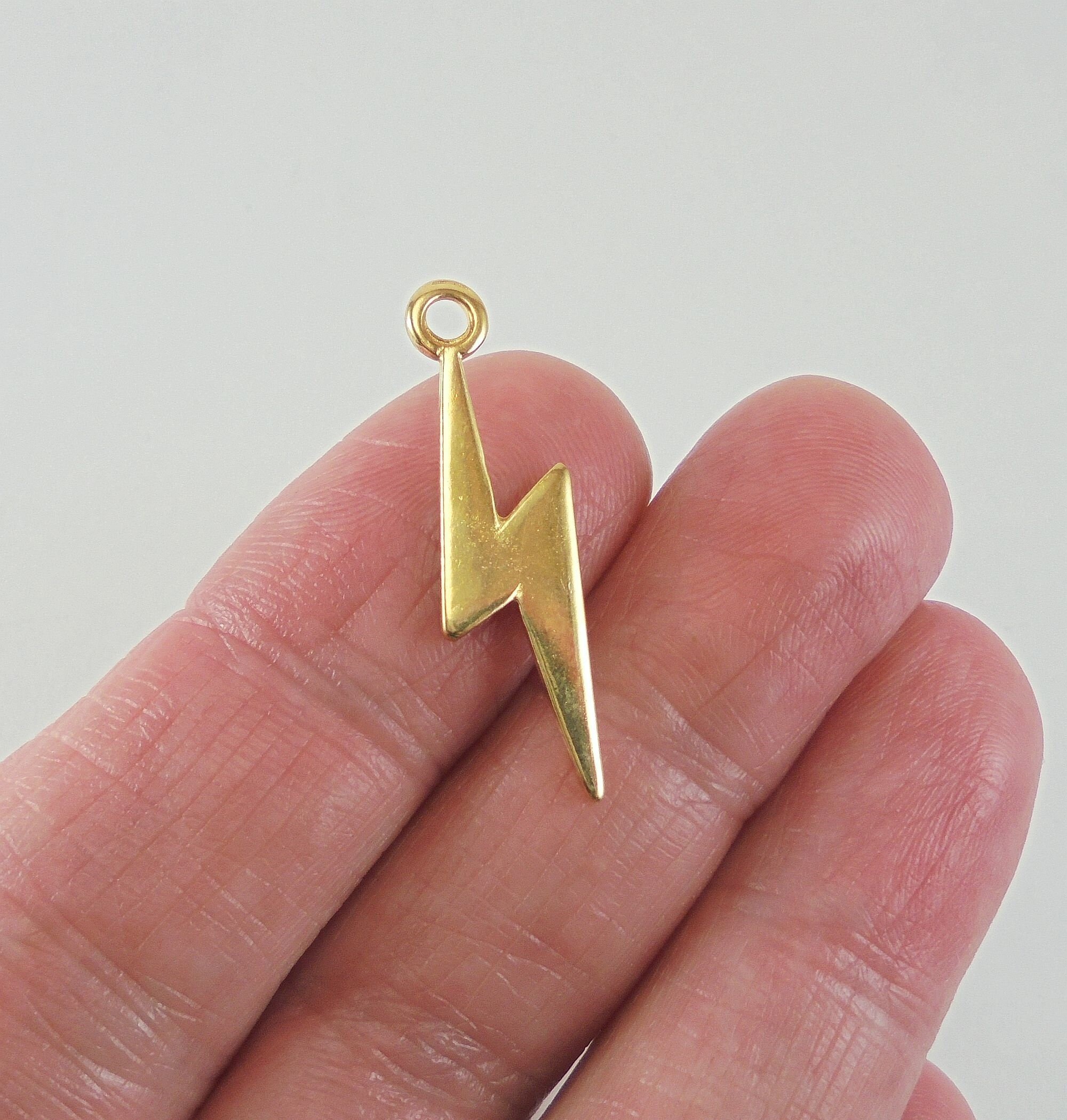 8 Lightning Bolt Charms 29x8mm Shiny Goldtone Finish - Etsy