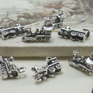 7 Train Charms 17x8x5mm Antique Silver Finish | Etsy