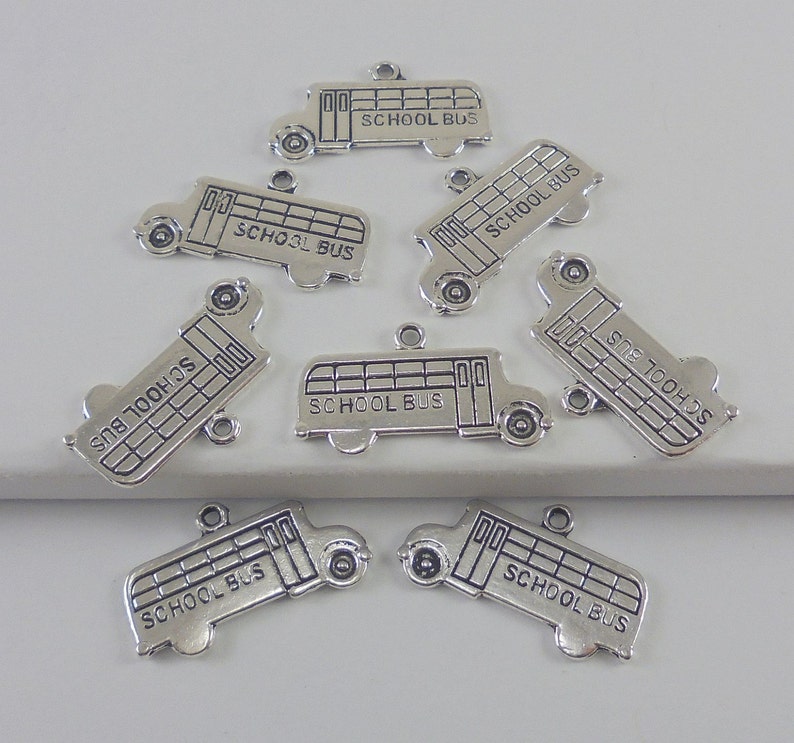 8 School Bus Charms 23x13mm Antique Silver Finish - Etsy