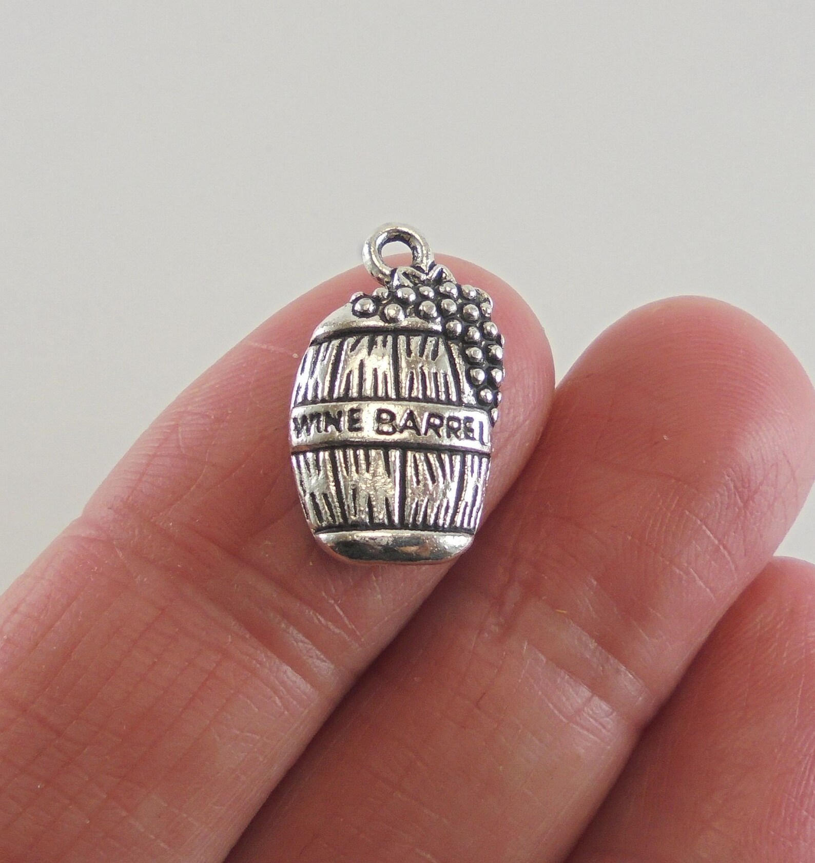 8 Wine Barrel Charms 15x14mm Antique Silver Finish - Etsy