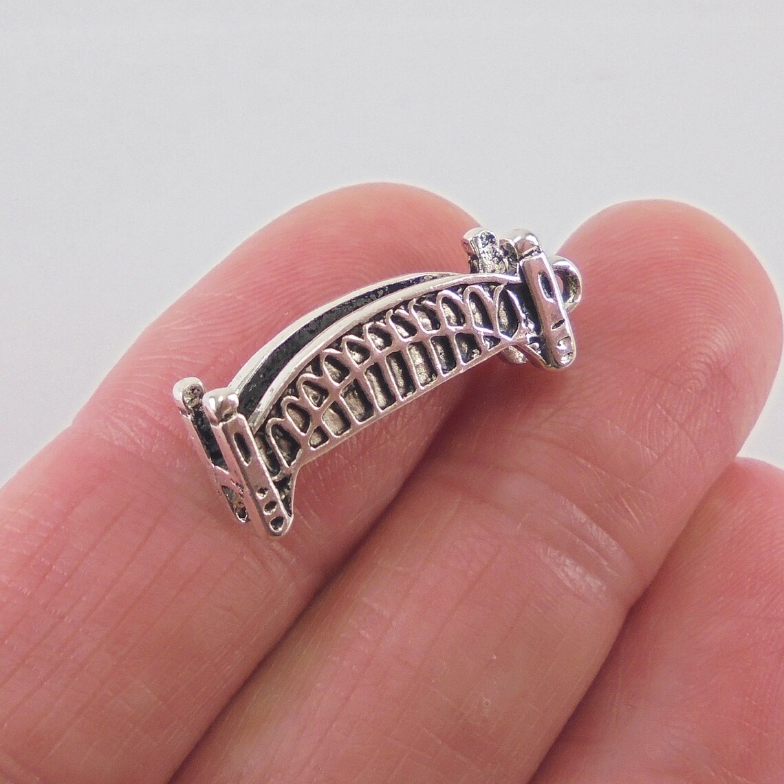3 Bridge Charms 24x8mm Antique Silver Finish - Etsy