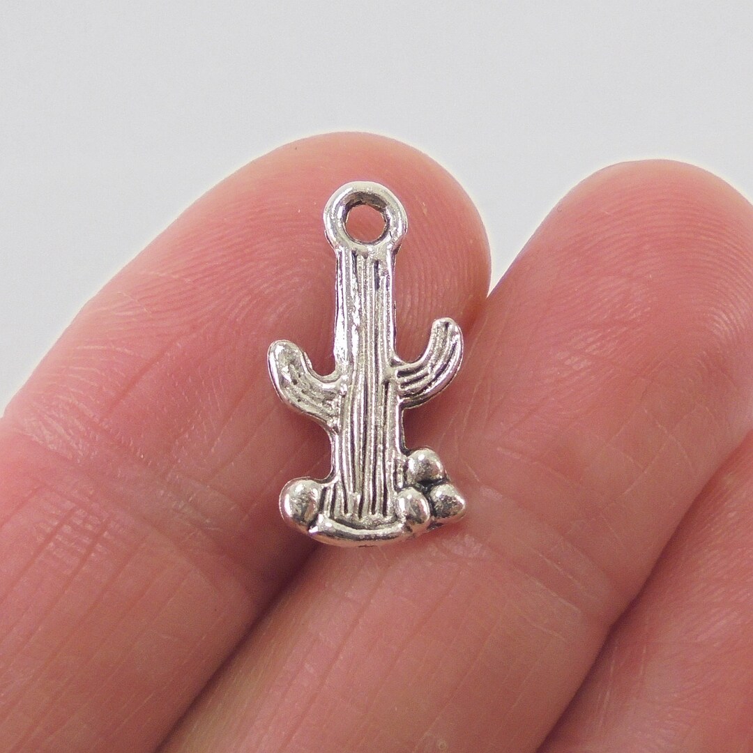 10 Cactus Charms 19x10mm Antique Silver Finish - Etsy