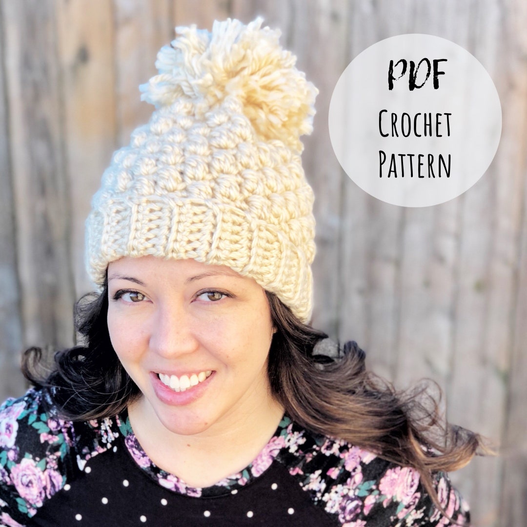 Heather Beanie Crochet Pattern – Berry Stitch Pom Pom Hat (PDF Pattern ...