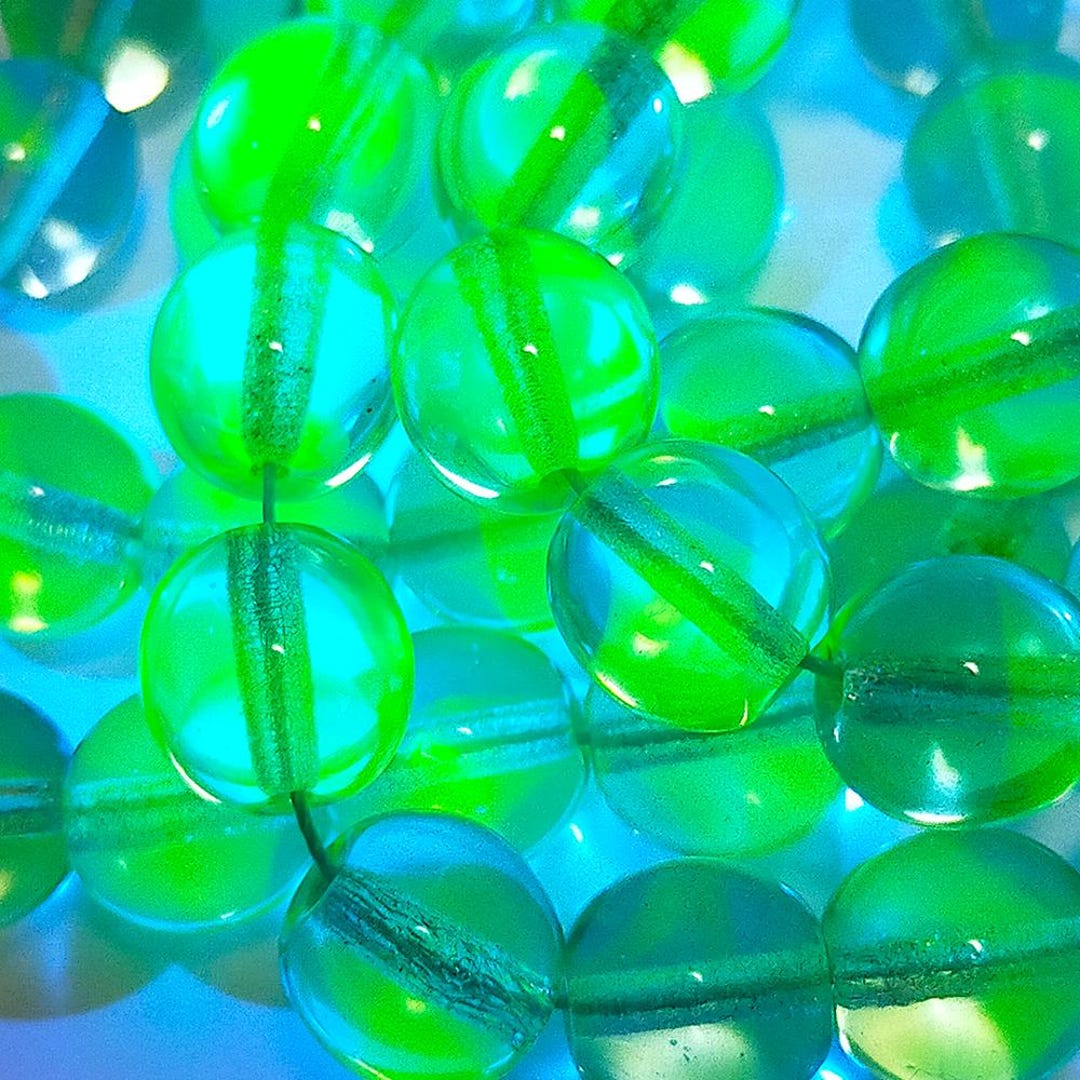 Uranium Glass Czech Beads, 3pc, Glow Yellow Green, Vaseline Glass - Etsy
