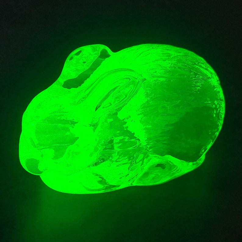 Uranium Glass Czech Figurine Rabbit Uranium Yellow Green Bohemian Glass ...