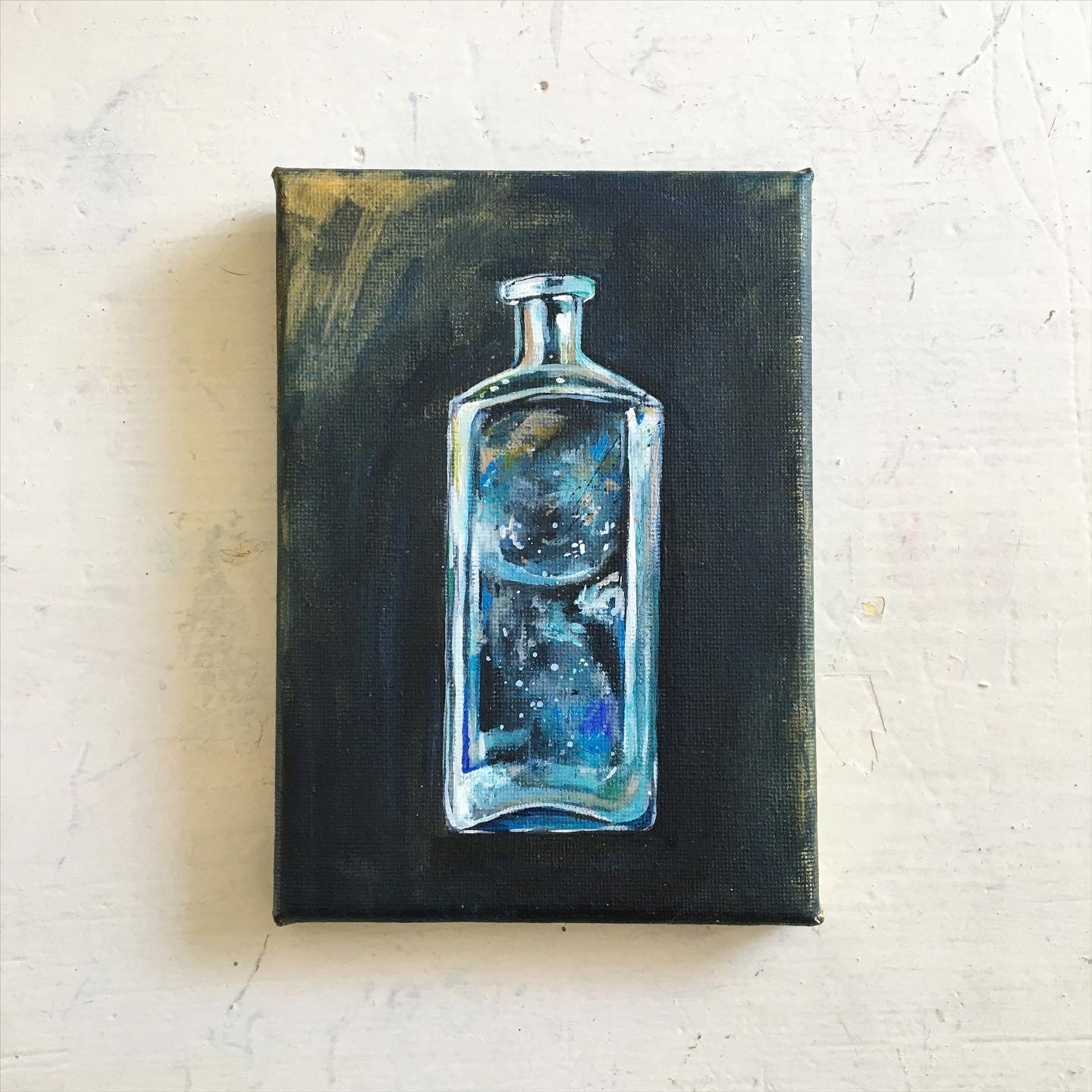 Original Painting Small Blue Bottle on 5 X 7 Inch Canvas - Etsy
