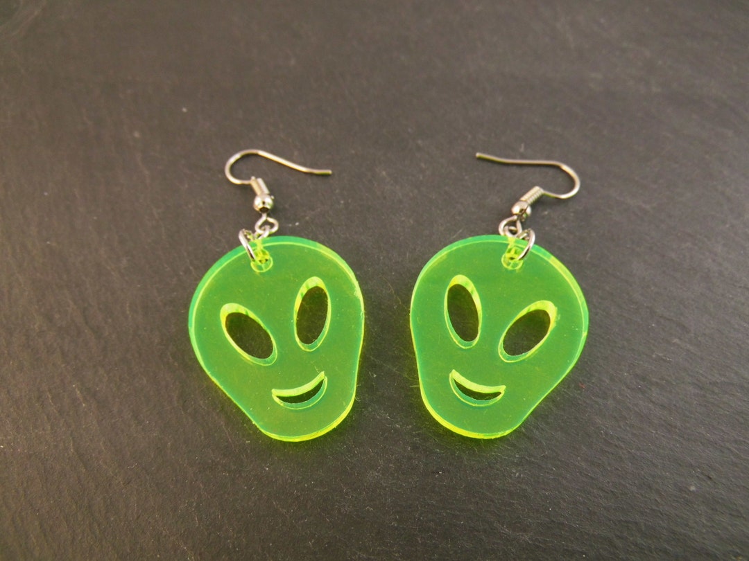 Alien Earrings Earrings Earpiece Ufo Extraterrestrial Neon - Etsy