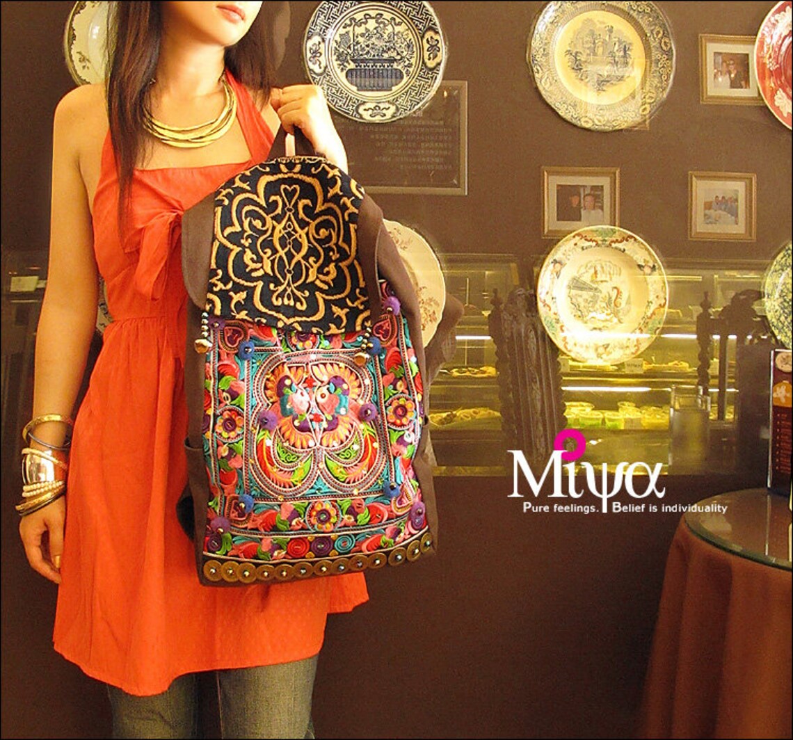 Miya's Original Ethnic Hmong Embroidered Backpack Cranberries - Etsy