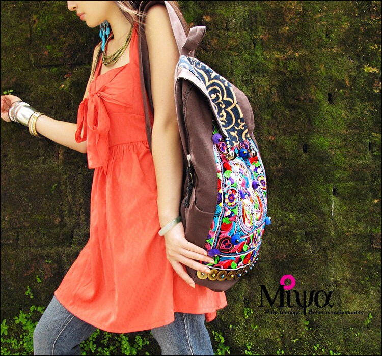 Miya's Original Ethnic Hmong Embroidered Backpack Cranberries - Etsy