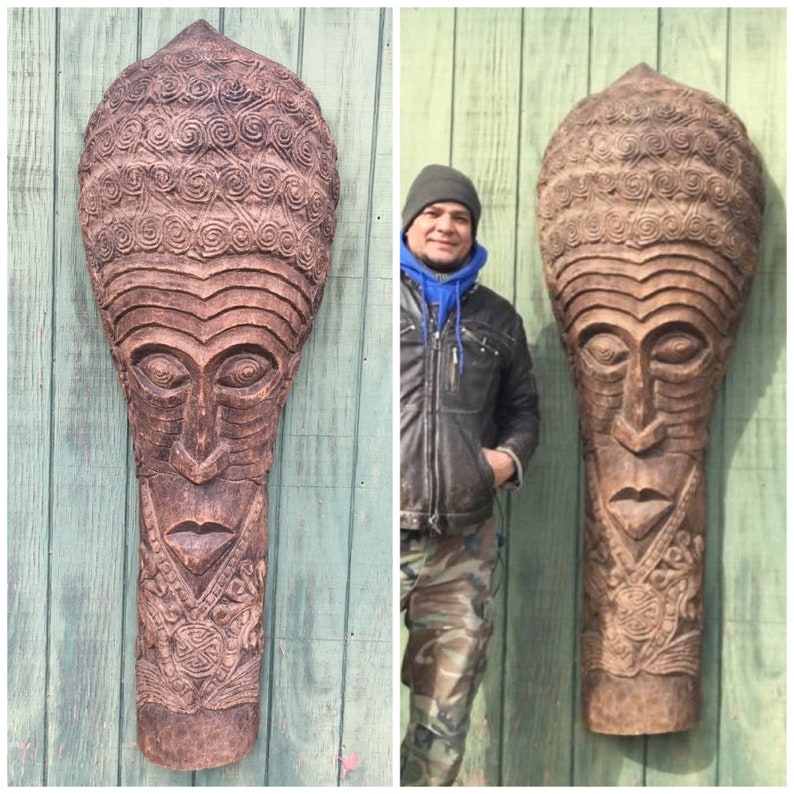SHIPPING NOT INCLUDED, Huge Carved African Wall Mask, Large Asian ...