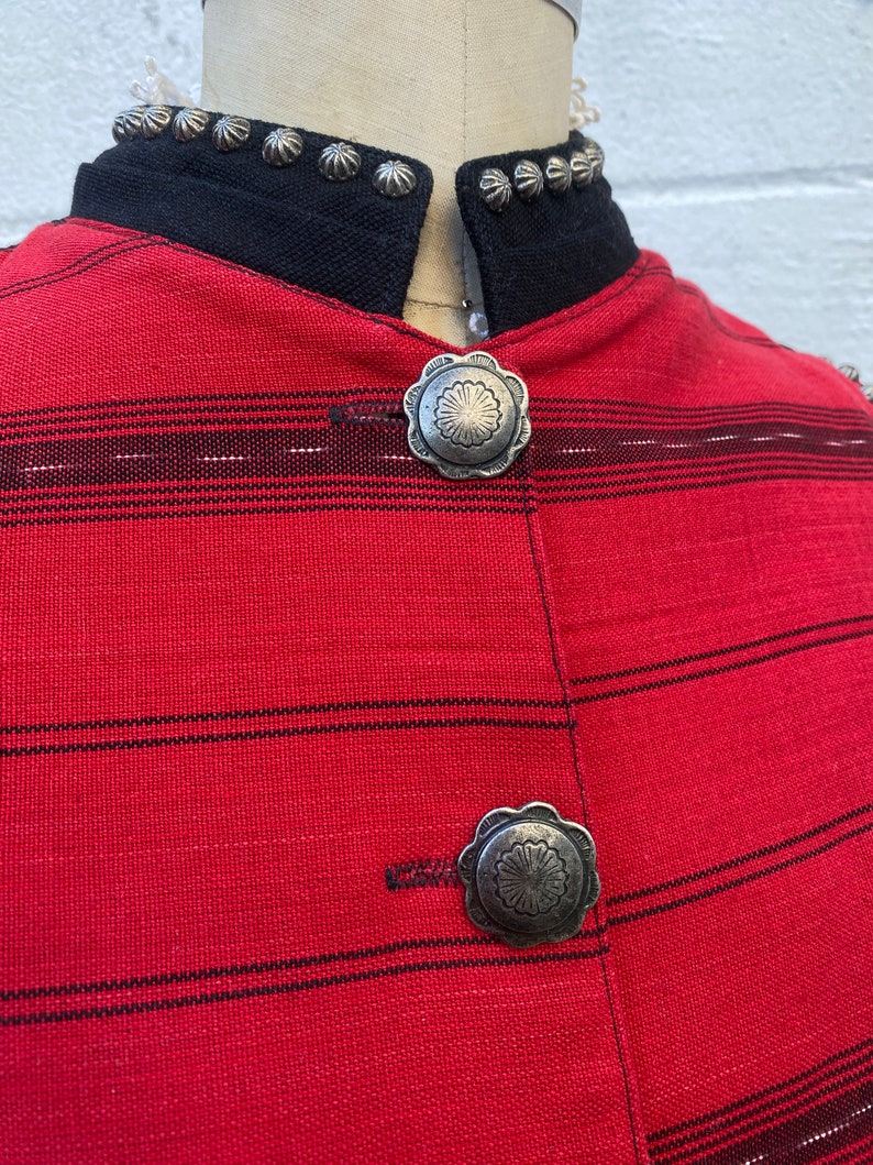 Red & Black Serape Rodeo Pioneer Ware Southwestern Vest, Mexican Tribal ...