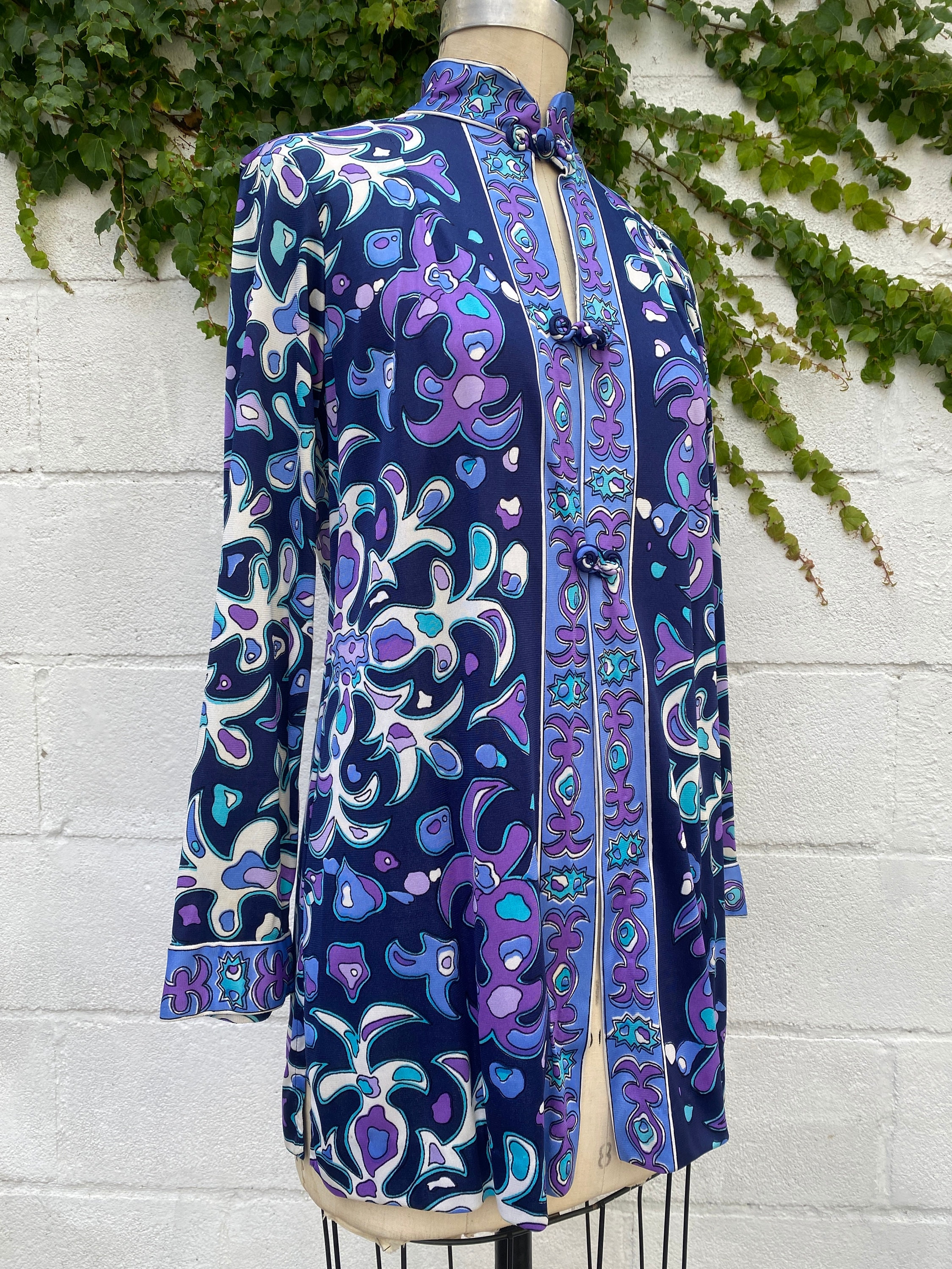 1960s Union Made Purple Blue Chinese Style Tunic Blouse Size Small ...