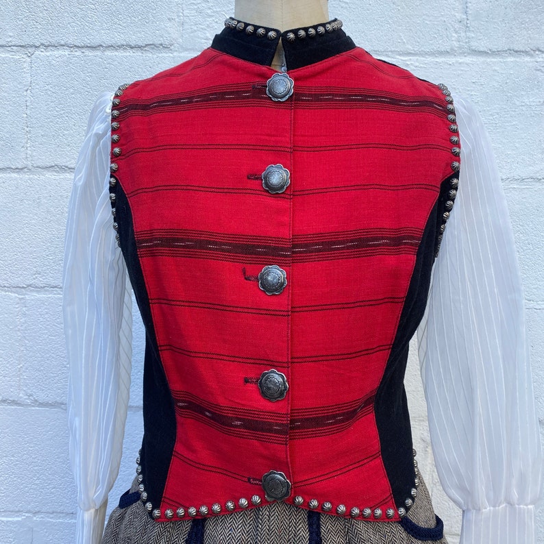 Red & Black Serape Rodeo Pioneer Ware Southwestern Vest, Mexican Tribal ...