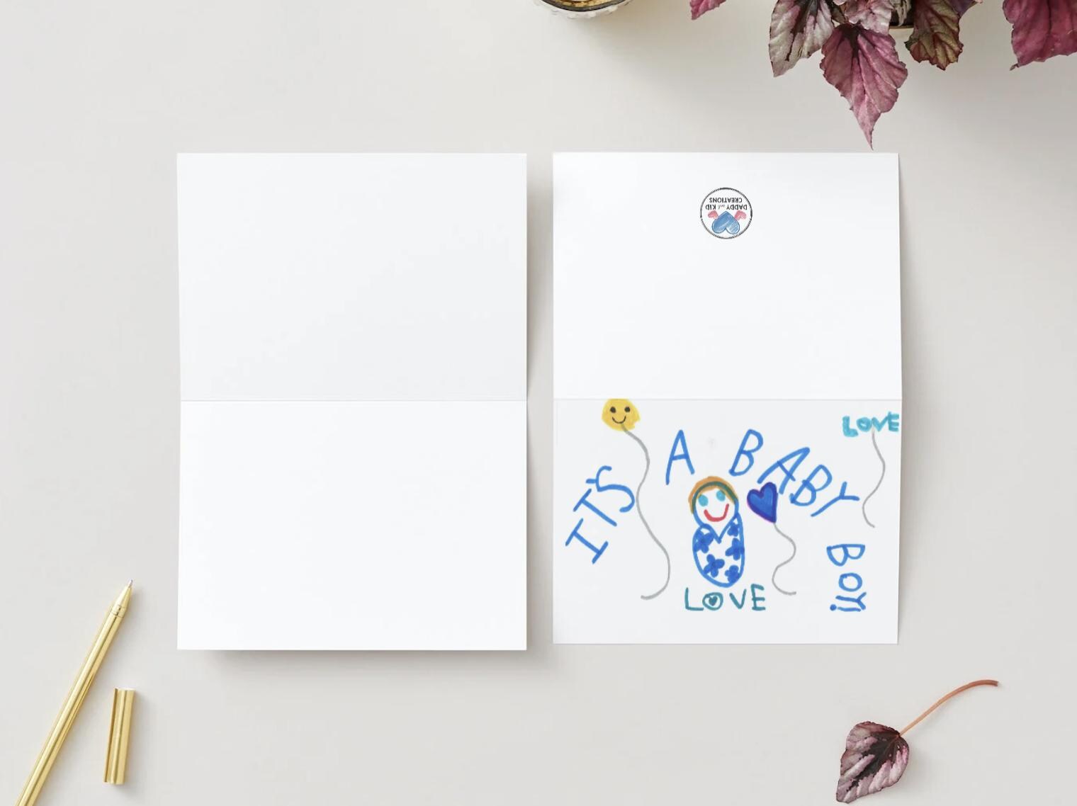 It's a Boy - Greeting Card Blank Landscape Card - 7x10 - PDF Download ...