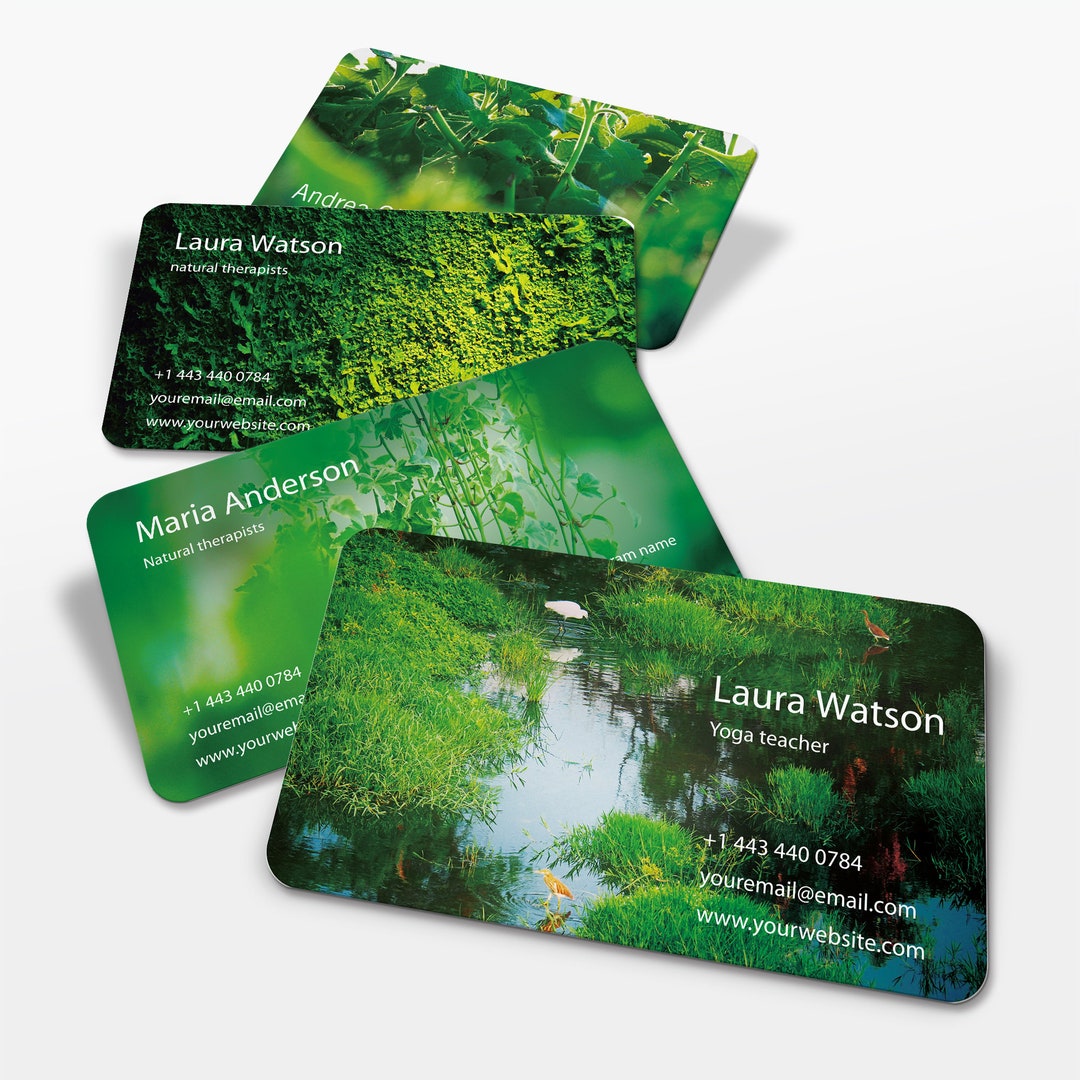 Nature Inspired Business Cards, Custom Green Name Cards, Greeny Calling ...