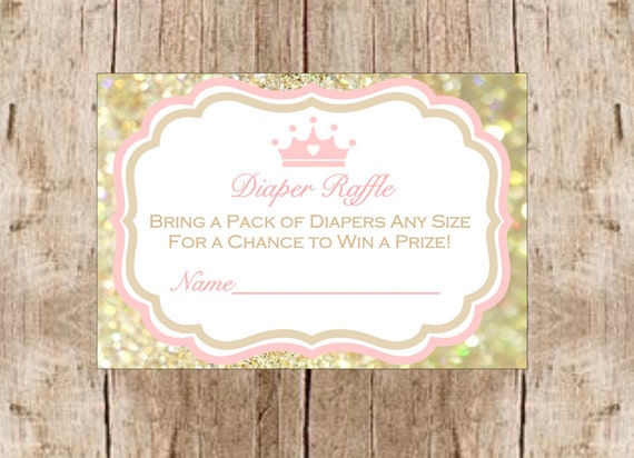 Princess diaper raffle ticket & Sign, Instant download, Printable ...