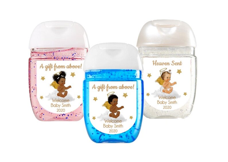 Heaven Sent Baby Shower Favor Labels Hand Sanitizer Favor - Etsy