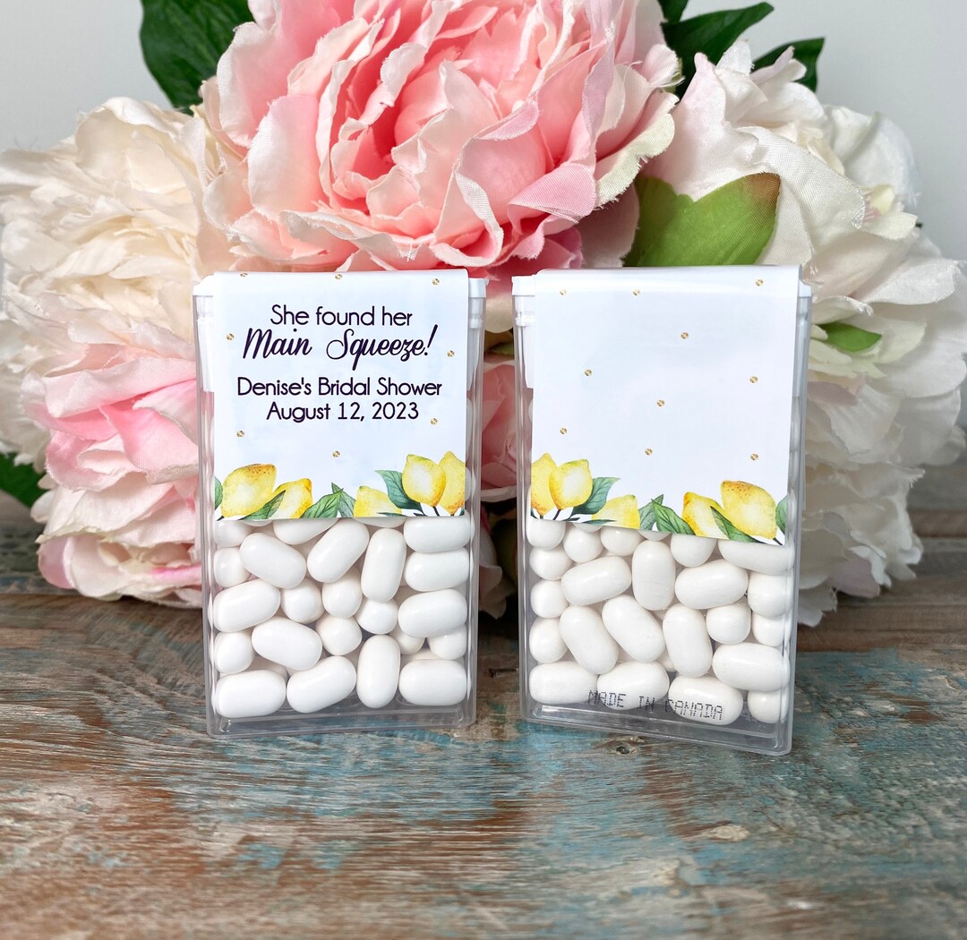 Lemon bridal shower favor labels, Lemon baby shower favor stickers, Tic ...