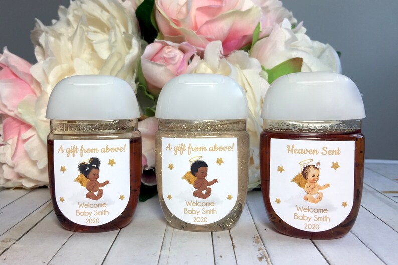 Heaven Sent Baby Shower Favor Labels Hand Sanitizer Favor - Etsy