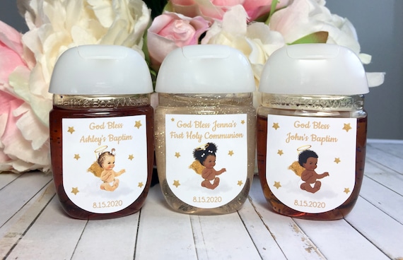 Angel baptism favor labels, Mi bautizo sticker, hand sanitizer favor ...