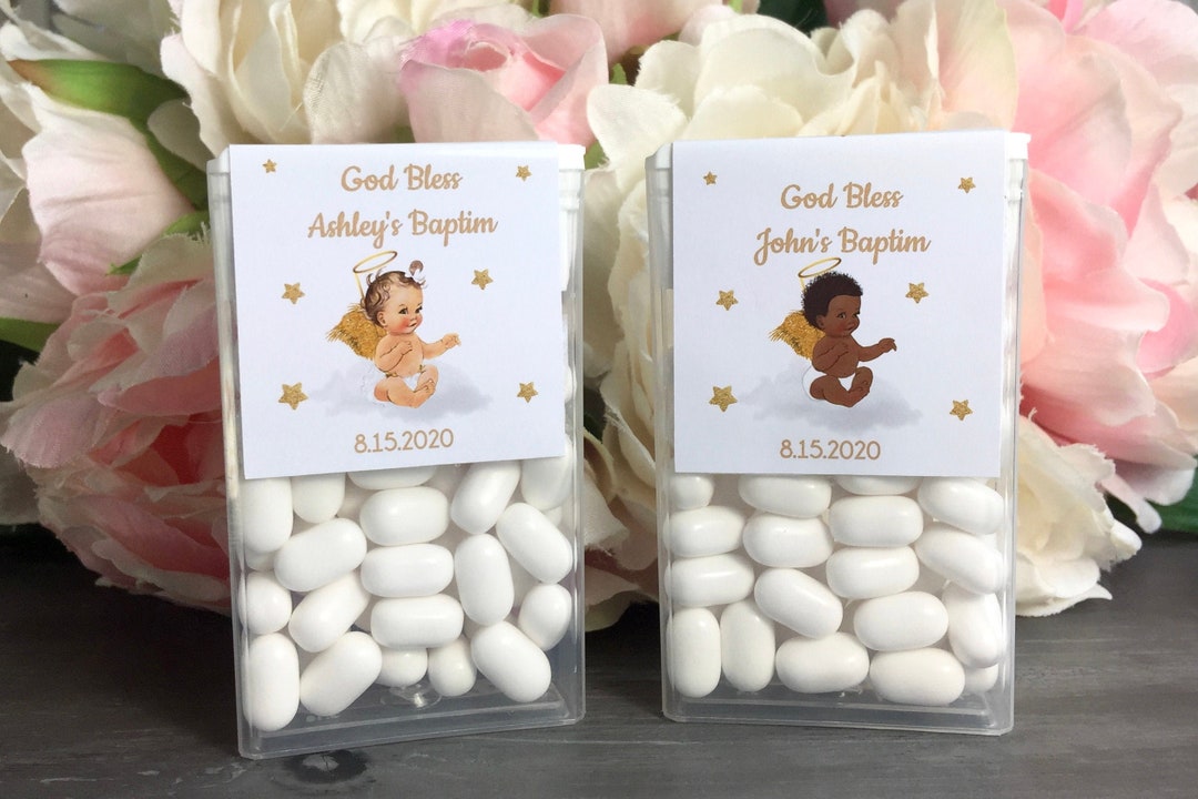 Angel Baptism Favor Labels Mi Bautizo Stickers Printable Tic - Etsy