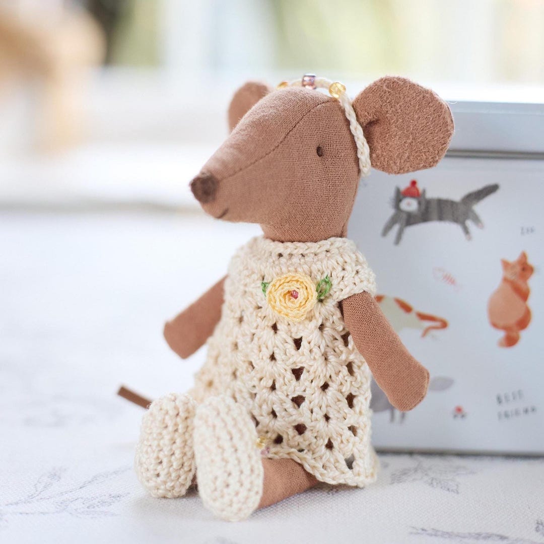 Maileg Mouse Outfit, Crochet Dress and Shoes for Big Sister Maileg ...