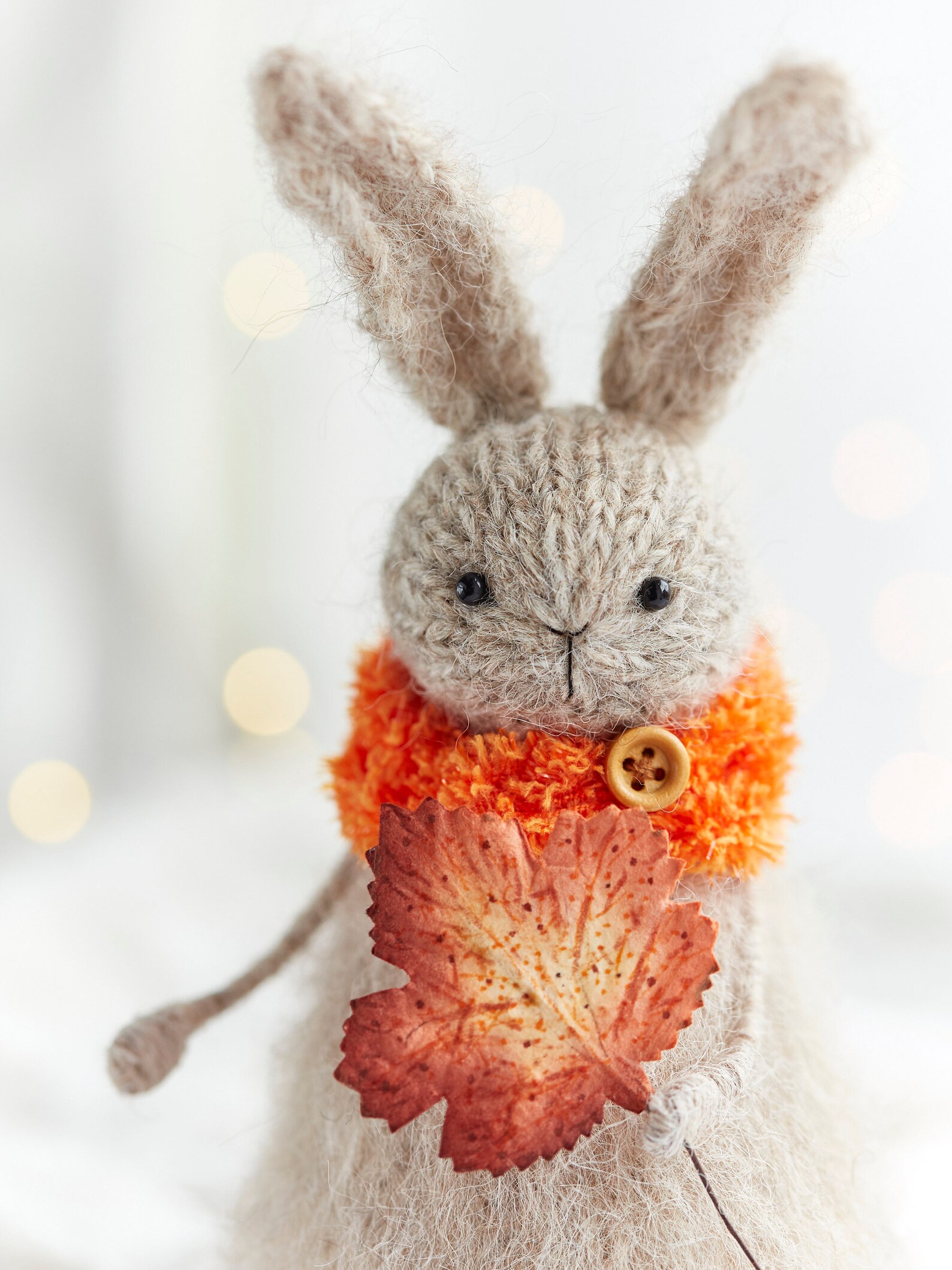 Autumn Rabbit Knitted Bunny Art Doll Woolly Stuffed Animal | Etsy