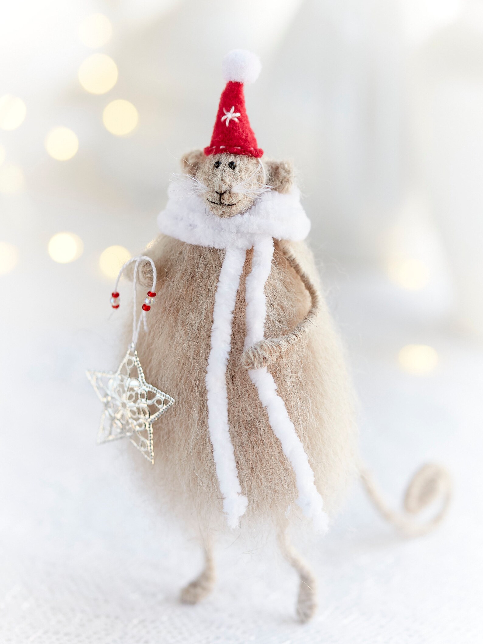 Knit Christmas Mouse Figurine Stuffed Rat Plush in Santa Hat - Etsy