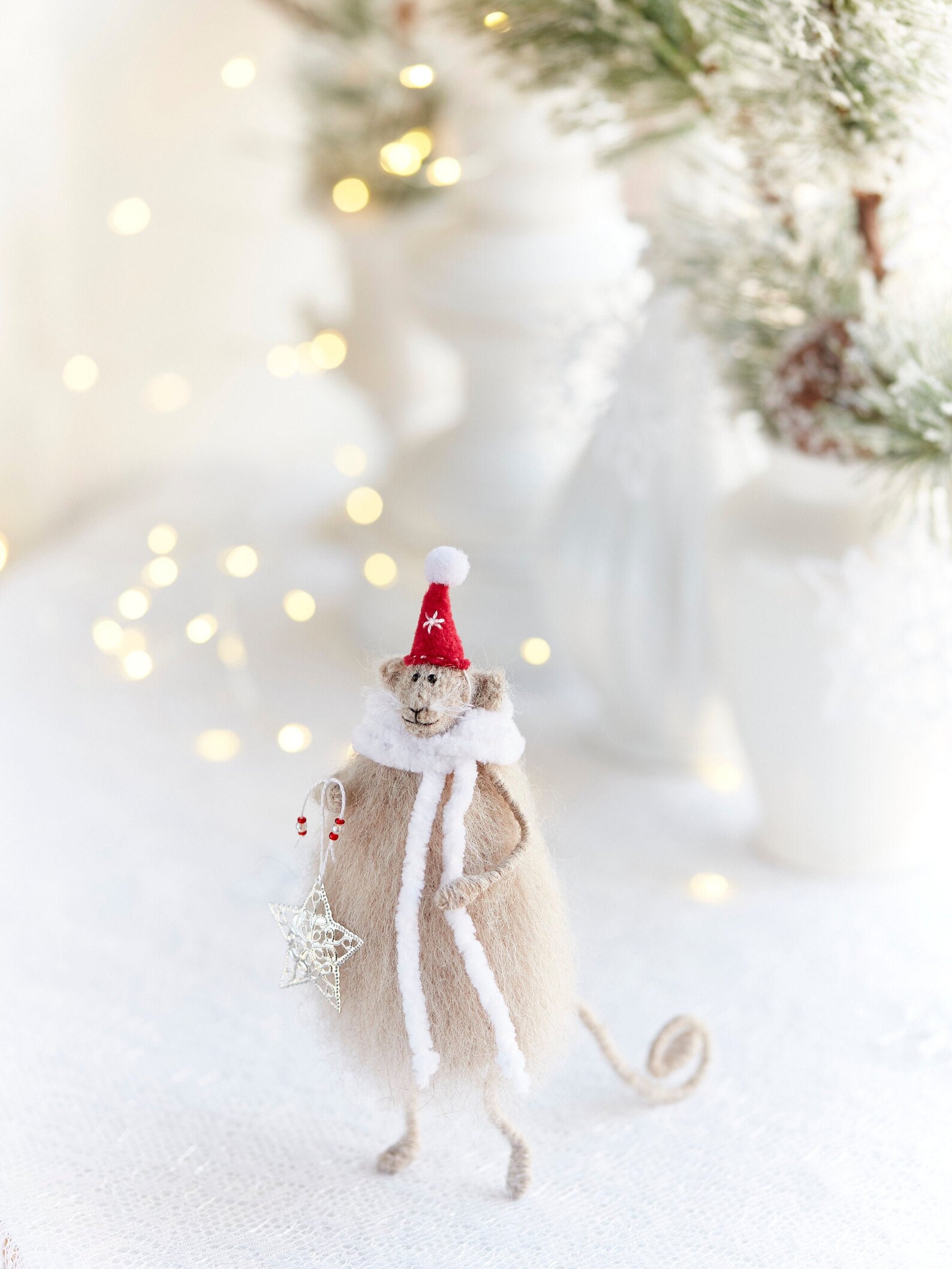 Knit Christmas Mouse Figurine Stuffed Rat Plush in Santa Hat - Etsy