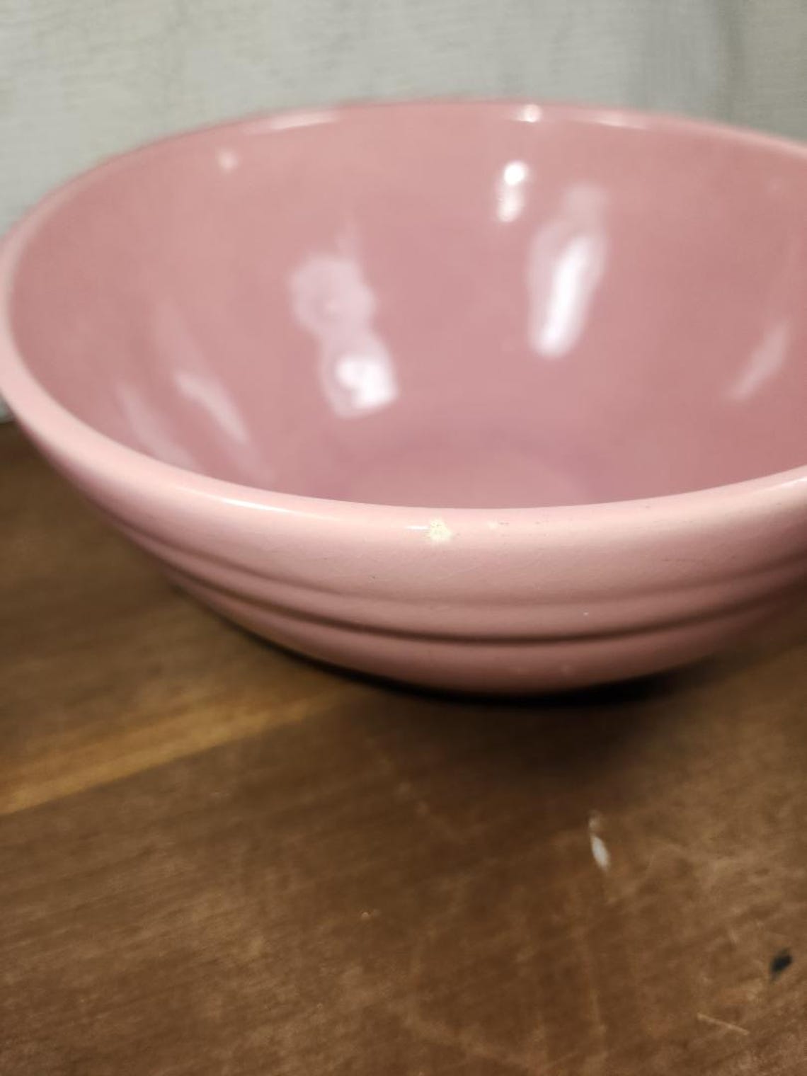 Large Vintage Pink Pottery Bowl - Etsy