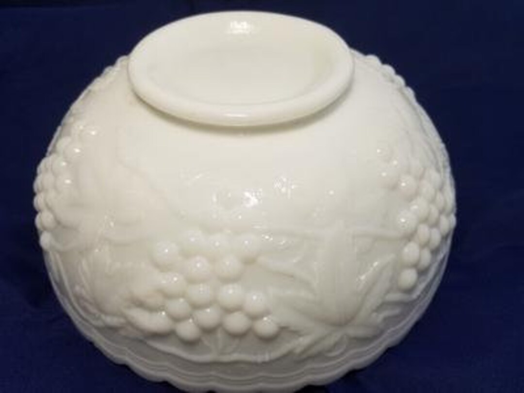 Imperial Glass Co. White Milk Glass Grapes Bowl - Etsy