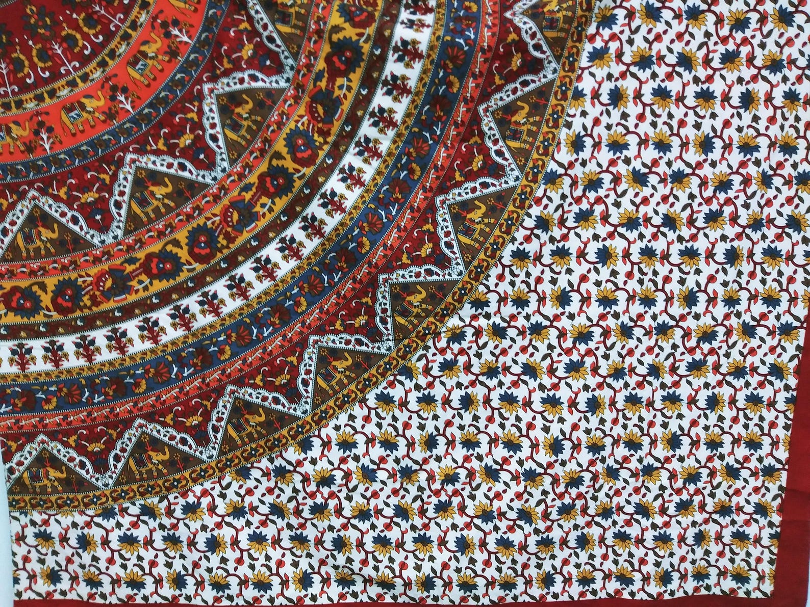 Colorful Large Rectangular Indian Tablecloth With Elephant Motif - Etsy