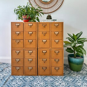 Four Vintage Brodart Wood Library Card Catalogs With Brass Handles 24 ...