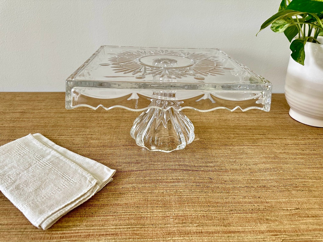 Vintage Shannon Crystal Freedom Square Footed Cake Plate by Godinger ...