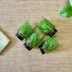 Vintage Libbey Meadow Green Floral Water Glasses - Set of 4 - Etsy