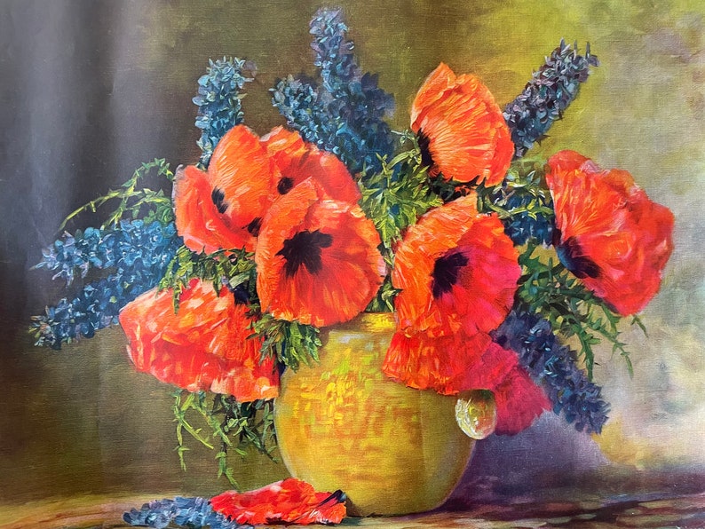 Vintage Original Max Streckenbach Lithograph Poppies and - Etsy