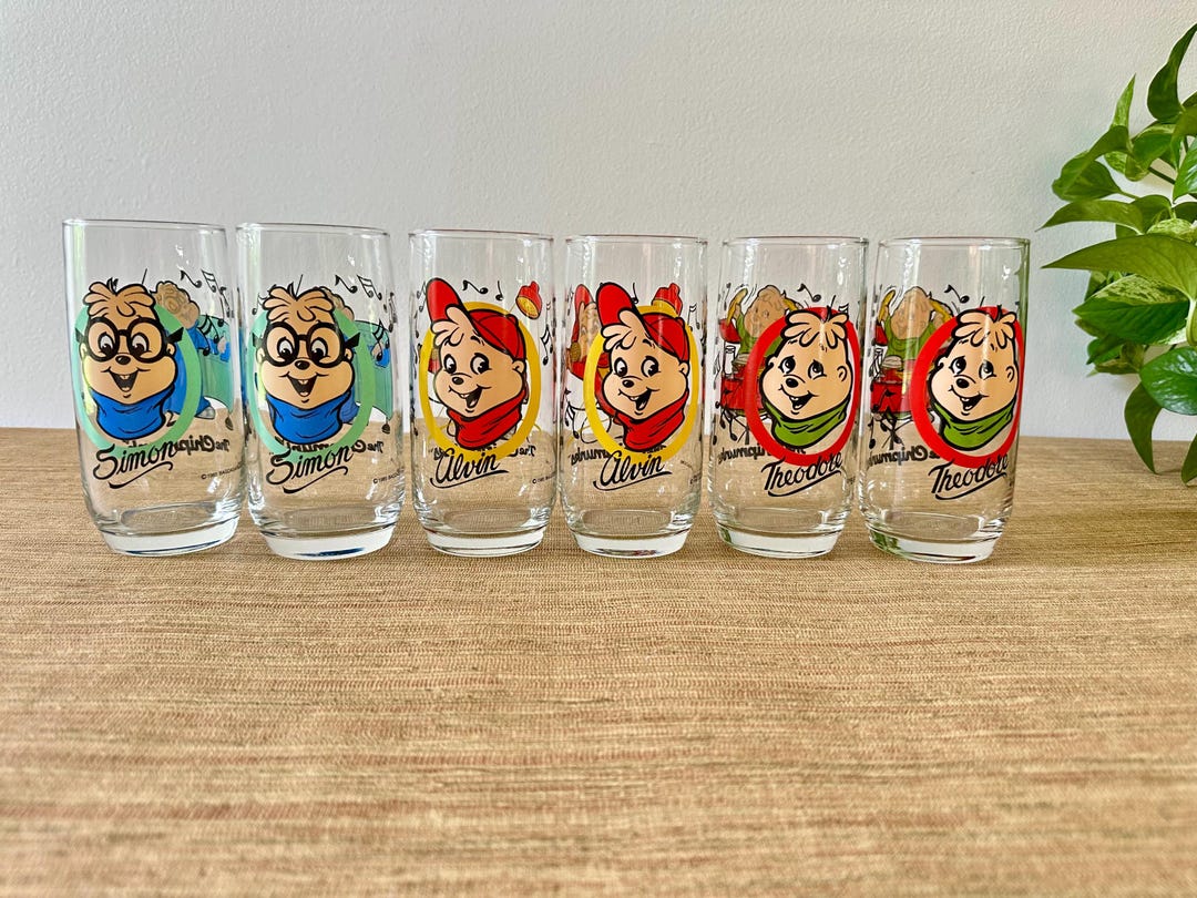 Vintage 1985 Alvin and the Chipmunks Glasses – Set of 6 – Alvin, Simon ...