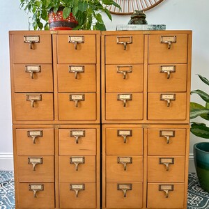Four Vintage Brodart Wood Library Card Catalogs With Brass Handles 24 ...