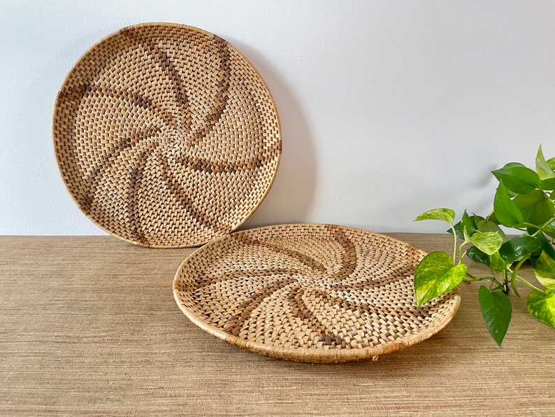 Vintage Large Round Wall Baskets With Swirl Design Set of - Etsy
